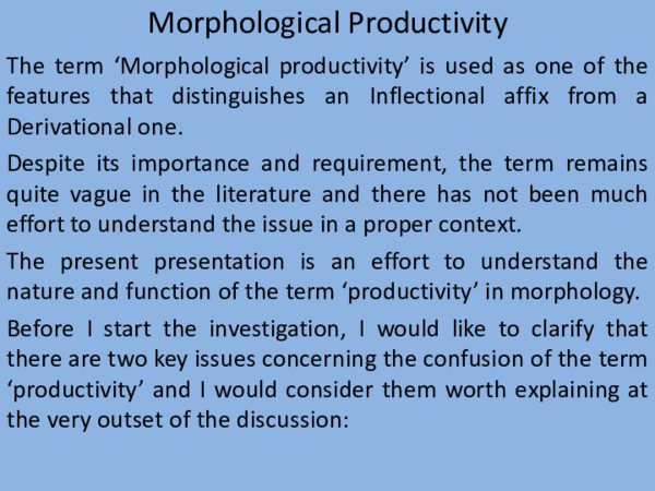 (PDF) Morphological Productivity