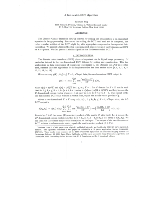 (PDF) Fast Scaled-DCT Algorithm