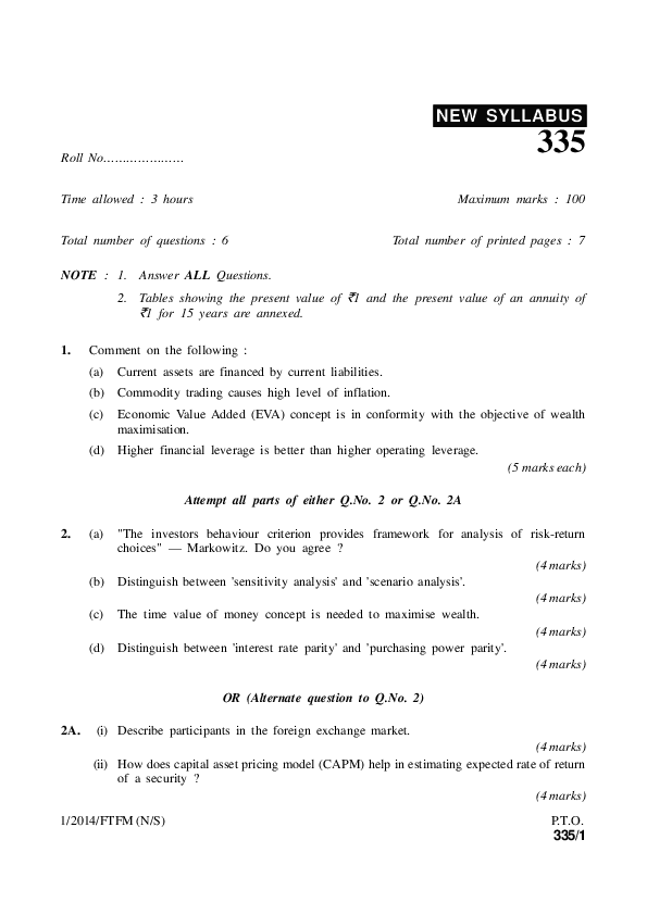 (PDF) FM Question Paper