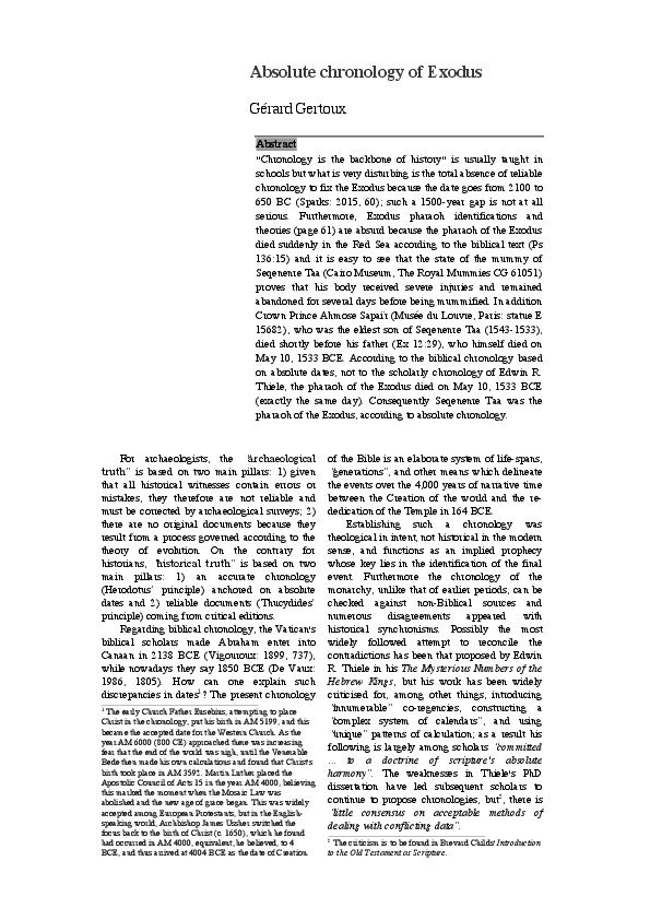 (PDF) Absolute chronology of Exodus