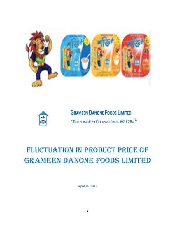 (PDF) Fluctuation in Product Price oF grameen Danone Foods limited