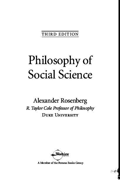 (PDF) Philosophy of Social Science
