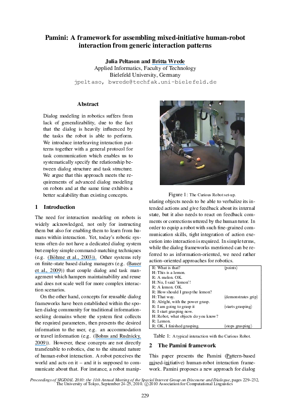 (PDF) Pamini: A framework for assembling mixed-initiative human-robot interaction from generic ...