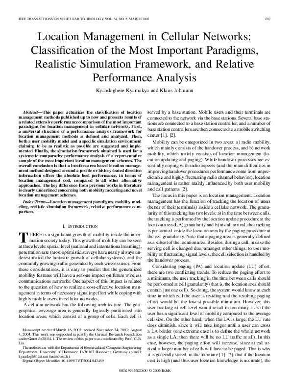 (PDF) Location Management in Cellular Networks: Classification of the Most Important Paradigms ...