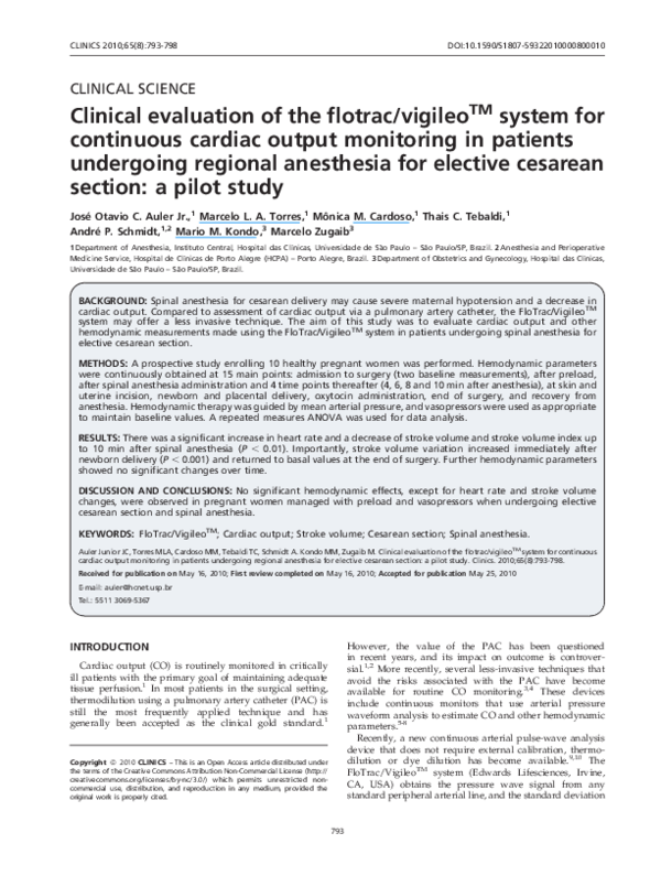 (PDF) Clinical evaluation of the flotrac/vigileo system for continuous ...