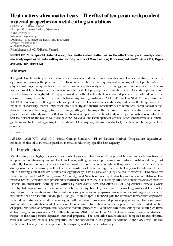 (PDF) Heat matters when matter heats – The effect of temperature ...