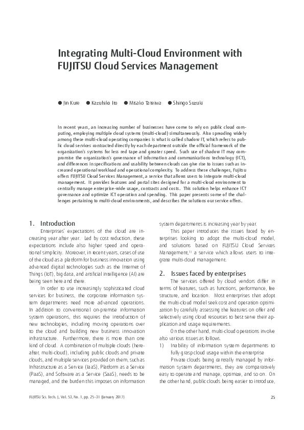 (PDF) Integrating Multi-Cloud Environment with FUJITSU Cloud Services ...