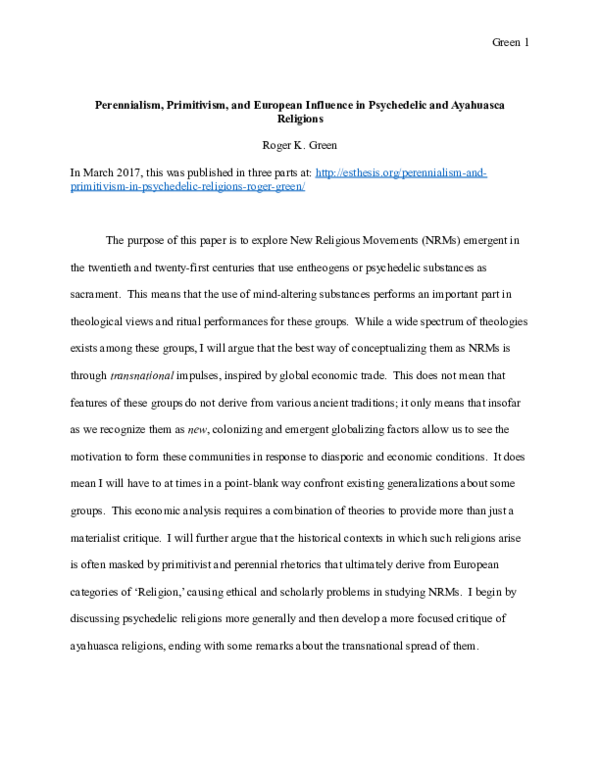 (DOC) Perennialism, Primitivism and European Influence in Psychedelic ...