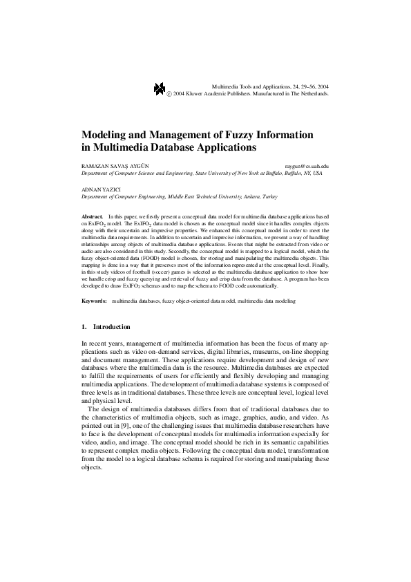 Pdf Modeling And Management Of Fuzzy Information In Multimedia Database Applications