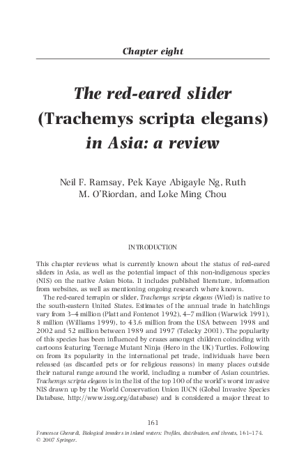 (PDF) The red-eared slider (Trachemys scripta elegans) in Asia: a review