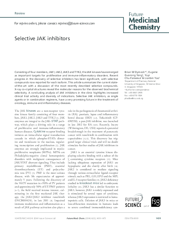 (PDF) Selective JAK inhibitors