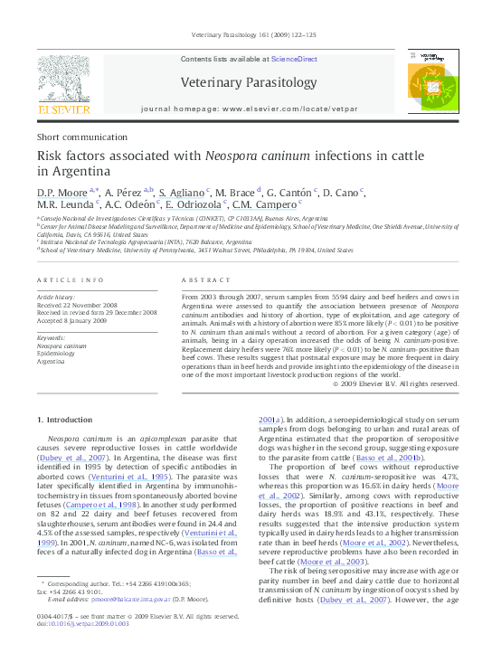 (PDF) Risk factors associated with Neospora caninum infections in ...