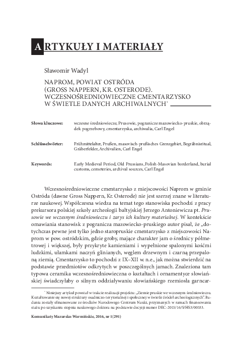 (PDF) NAPROM, OSTRÓDA COUNTY (GROSS NAPPERN, KR. OSTERODE). THE ...