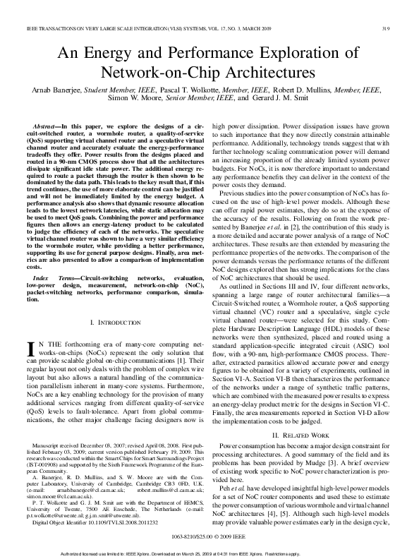 (PDF) An Energy and Performance Exploration of Network-on-Chip Architectures