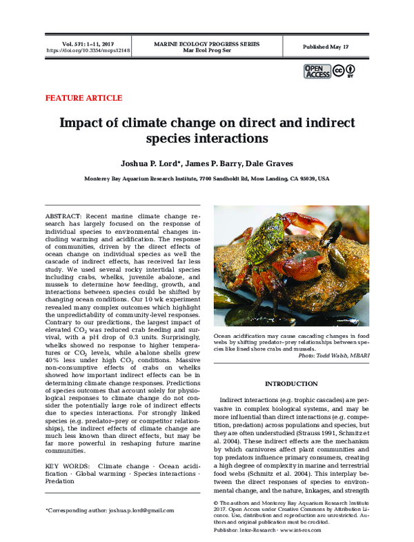 (PDF) Impact of climate change on direct and indirect species interactions