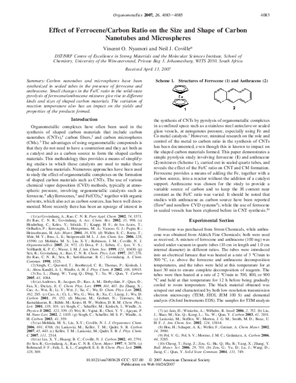(PDF) Effect of Ferrocene/Carbon Ratio on the Size and Shape of Carbon ...