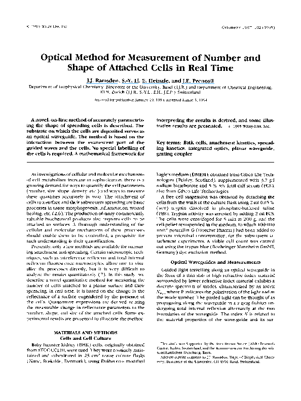 (PDF) Optical method for measurement of number and shape of attached ...
