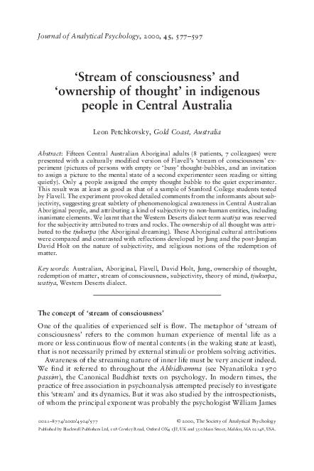 (PDF) Stream of consciousness' and 'ownership of thought' in indigenous ...