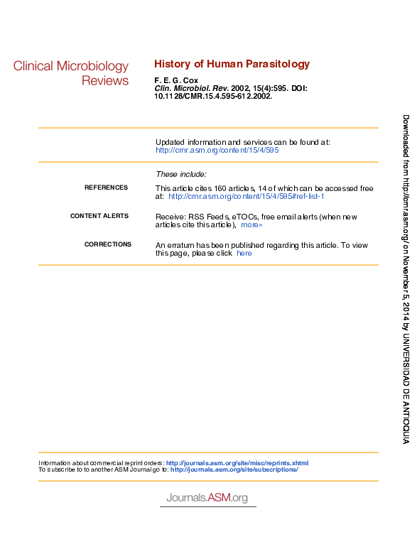 (PDF) History of Human Parasitology
