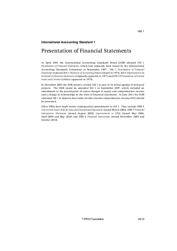 (PDF) Presentation of Financial Statements