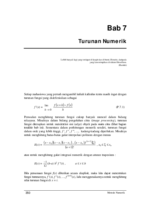 (PDF) Turunan Numerik dan Interpolasi Polinomial
