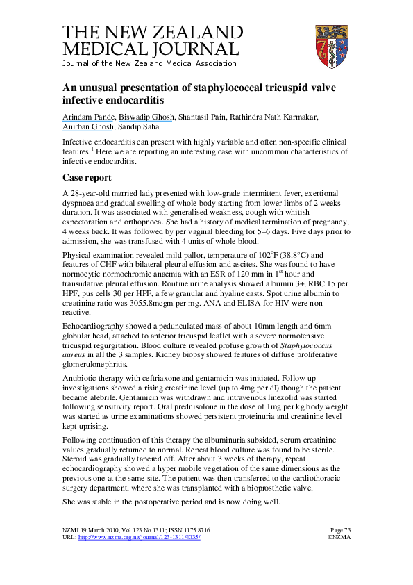 (PDF) An unusual presentation of staphylococcal tricuspid valve ...