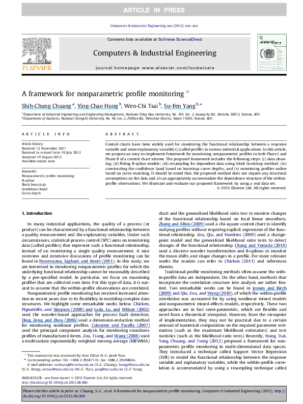 Pdf A Framework For Nonparametric Profile Monitoring