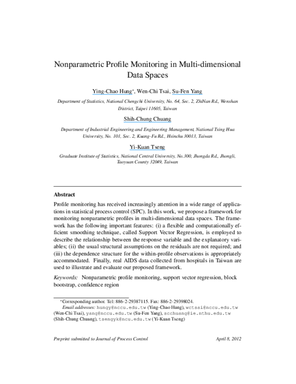 Pdf Nonparametric Profile Monitoring In Multi Dimensional Data Spaces