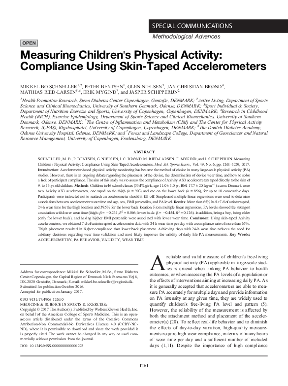 (PDF) Measuring Children"s Physical Activity: Compliance Using Skin ...