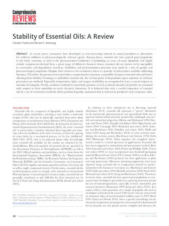 (PDF) Stability of Essential Oils: A Review