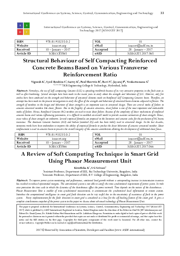 Pdf Structural Behaviour Of Self Compacting Reinforced Concrete Beams Based On Various