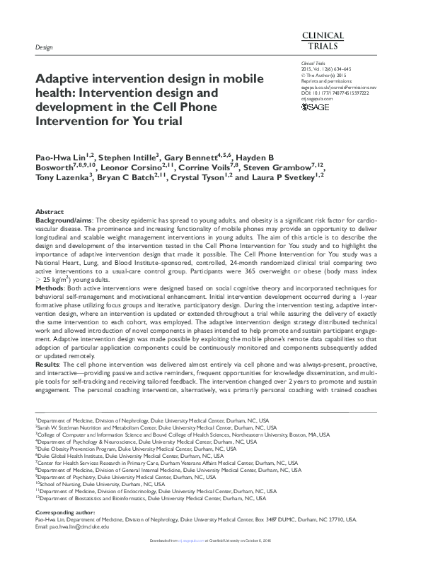 (PDF) Design CLINICAL TRIALS Adaptive intervention design in mobile ...