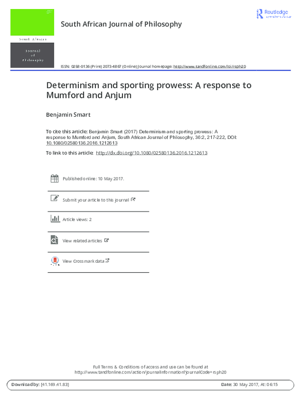 (PDF) Determinism, and Sporting Prowess: A Response to Mumford and ...