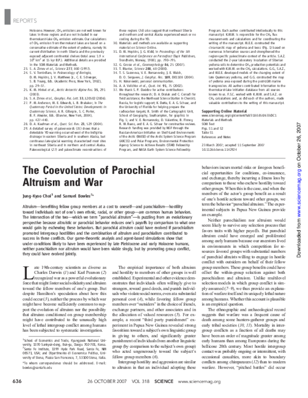 (PDF) The Coevolution of Parochial Altruism and War