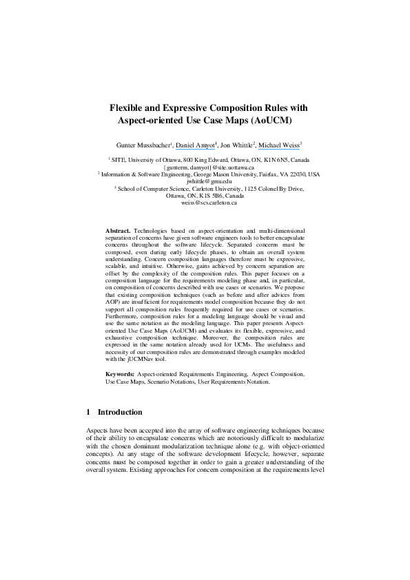 (PDF) Flexible and Expressive Composition Rules with Aspect-oriented Use Case Maps (AoUCM)