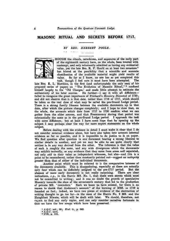 (PDF) ω. Masonic Ritual & Secrets Before 1717.