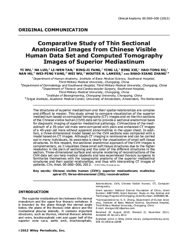 (PDF) Comparative study of thin sectional anatomical images from Chinese Visible Human data set ...