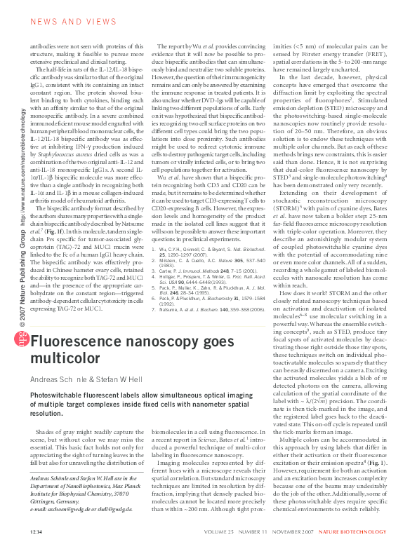 Pdf Fluorescence Nanoscopy Goes Multicolor