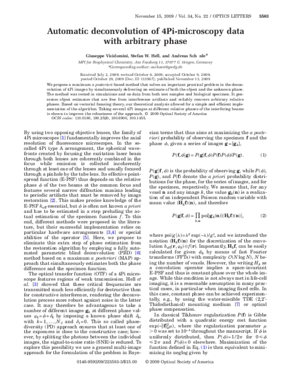 (PDF) Automatic deconvolution of 4Pi-microscopy data with arbitrary phase | Andreas Schönle ...