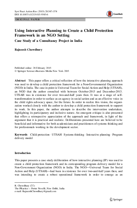 (PDF) Using Interactive Planning to Create a Child Protection Framework ...