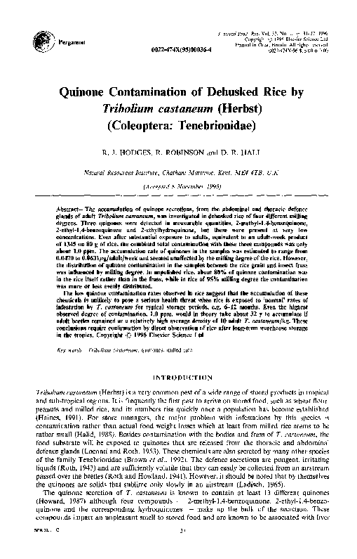 (PDF) Quinone contamination of dehusked rice by Tribolium castaneum ...