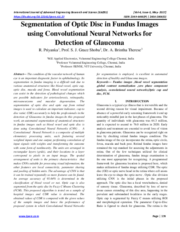 (PDF) Segmentation of Optic Disc in Fundus Images using Convolutional Neural Networks for ...