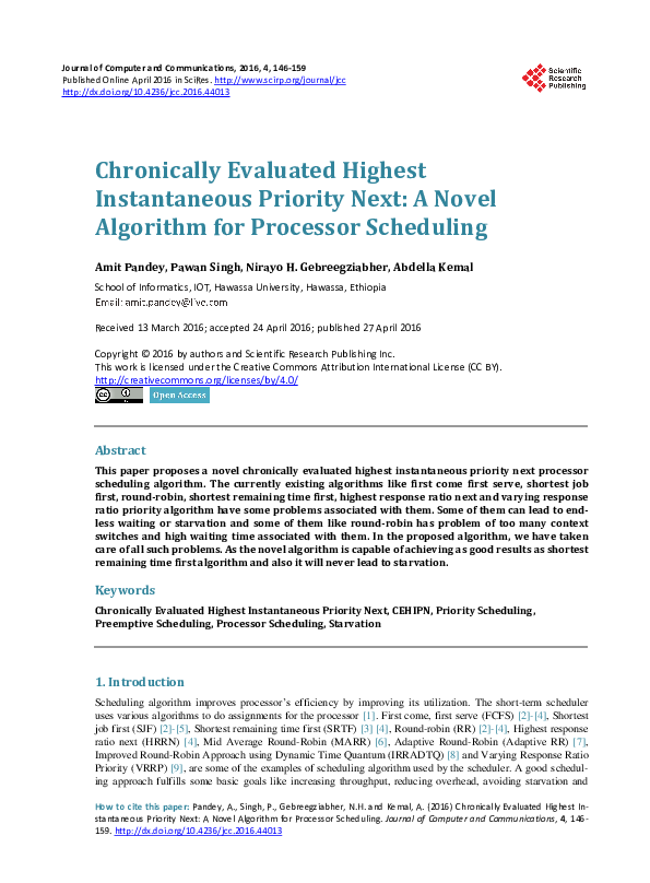 (PDF) Chronically Evaluated Highest Instantaneous Priority Next: A ...