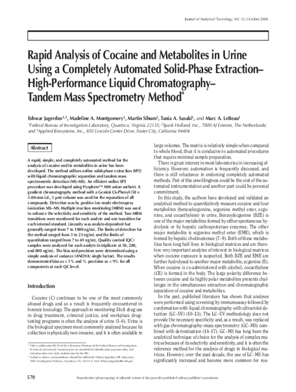 (PDF) Rapid Analysis of Cocaine and Metabolites in Urine Using a ...