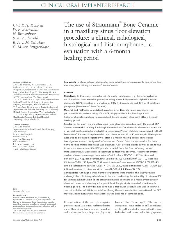 (PDF) The use of Straumann Â® Bone Ceramic in a maxillary sinus floor ...