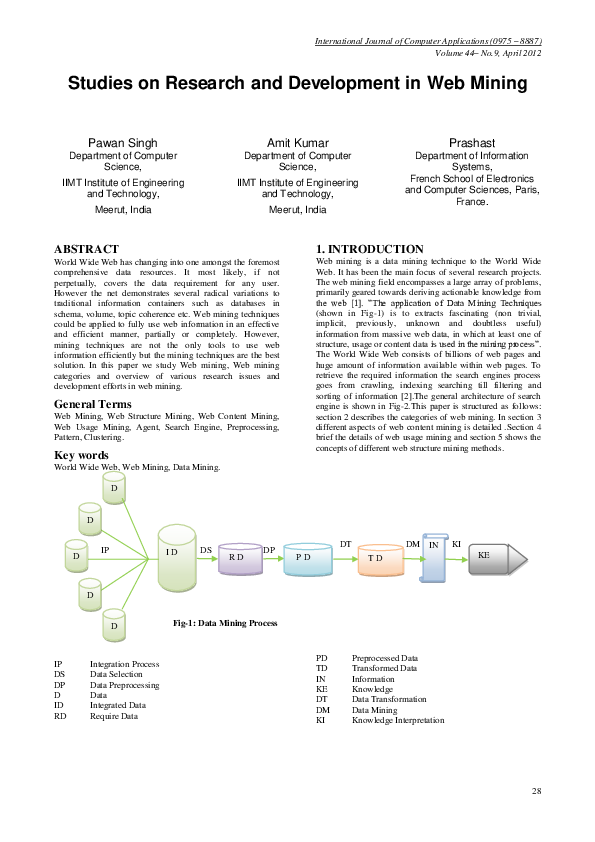 (PDF) Studies on Research and Development in Web Mining