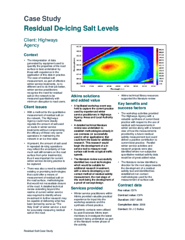 (PDF) Residual Salt Case Study Residual De-icing Salt Levels