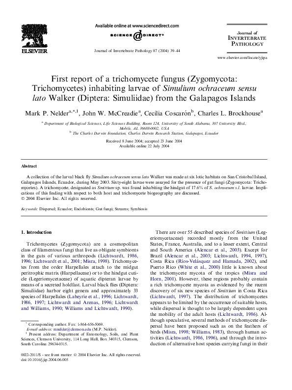 (PDF) First record of trichomycetes associated with aquatic insects ...