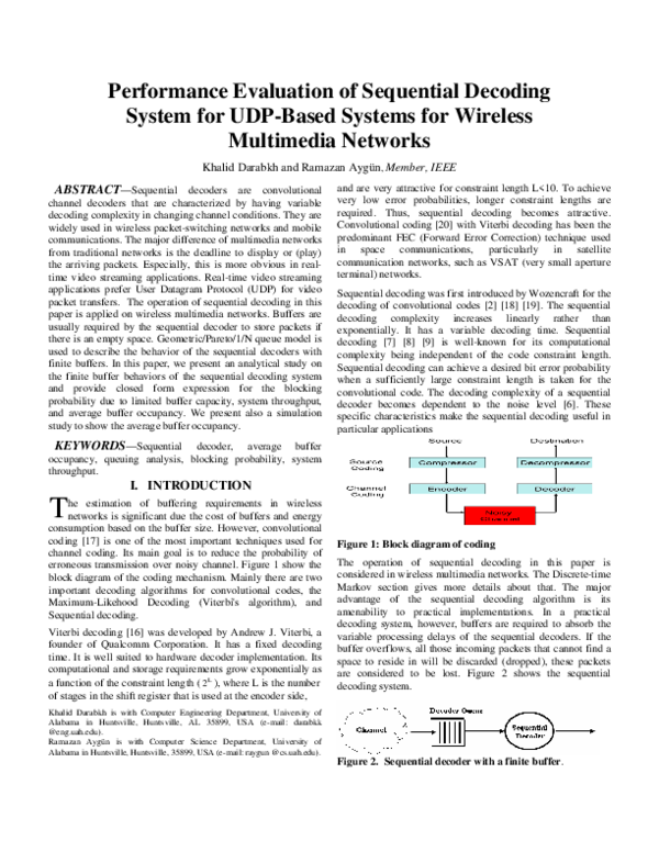 Pdf Performance Evaluation Of Sequential Decoding System For Udp