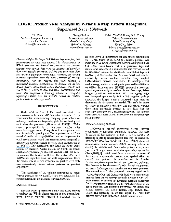 Pdf Logic Product Yield Analysis By Wafer Bin Map Pattern Recognition